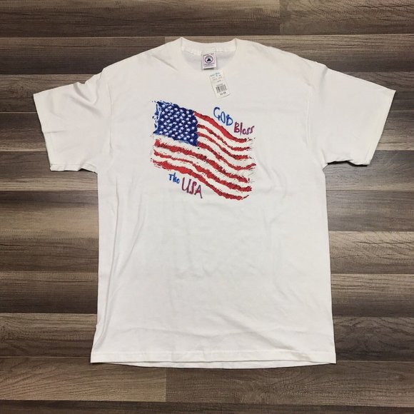 Delta | Shirts | Vintage God Bless The Usa White Tshirt Sz Large Nos ...